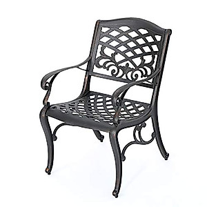 Christopher Knight Home Outdoor Expandable Patio Dining Table, 64"-81", Cast Aluminum, Shiny Copper & Myrtle Beach Outdoor Aluminum Dining Chairs, 2-Pcs Set, Shiny Copper