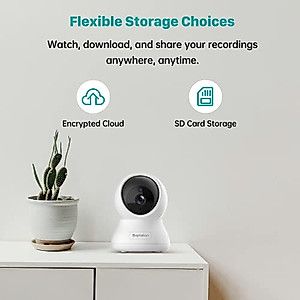 Indoor Security Camera 2K, Septekon 360° Pan Tilt Baby Monitor Pet Camera, 2.4GHz Wi-Fi Camera with Night Vision, Motion Detection, 2-Way Audio Siren, Cloud/SD Card, Compatible with Alexa,White