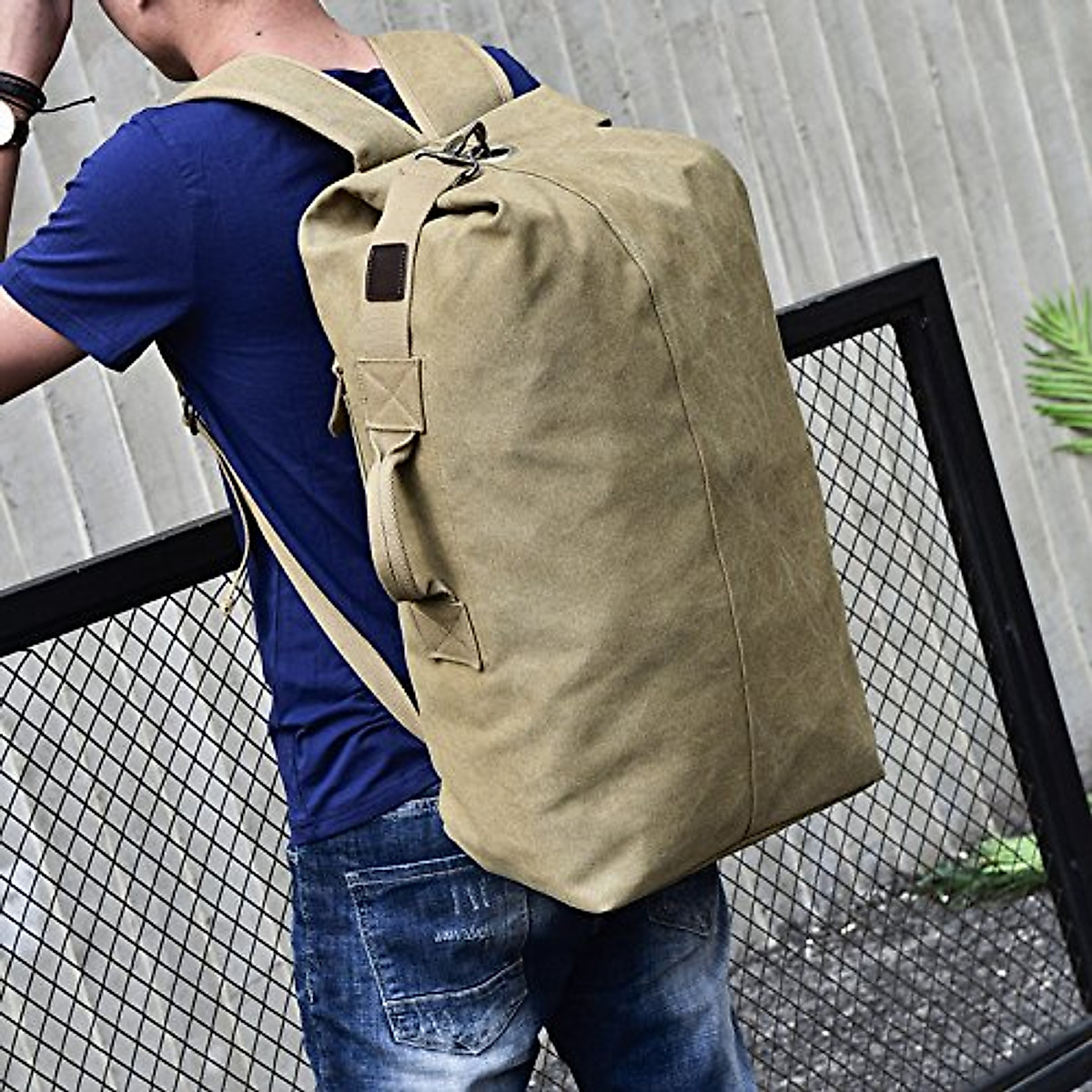 Elonglin Large Travel Backpack Waterproof Outdoor Sport Hiking Trekking Camping Military Backpack Khaki L