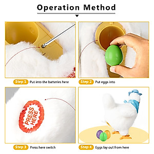 hbbhml Plush Electric Stuffed Laying Egg Chicken Toy Doll with Sound Music Easter for Boys Girls