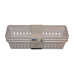 Mini Storage Trays Bin Bundle- Basic Square 3pk, Slim Plastic Storage Trays Basket 3pks, Rectangular 2pk -White