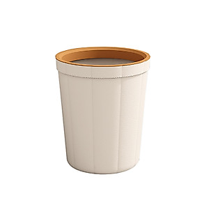 Generic Large Capacity Open Uncovered Kitchen Trash Can Office Wasteba Easy to Use and Maintain Wastebasket Kitchen Trash Can Wastebasket Trash Can, Beige