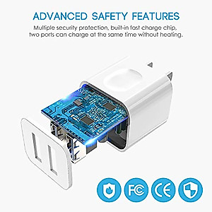 iPhone Charger, 2 Port USB Plug Wall Charger Travel Adapter with MFi Certified 2Pack 3FT Lightning Cable Compatible with iPhone 11 Pro Max/11 Pro/11/Xs Max/Xs/XR/X/8/7/6/SE and More