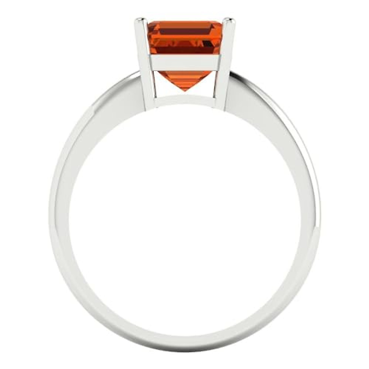 Clara Pucci 2.0 ct Asscher Cut Solitaire Red Simulated Diamond Engagement Bridal Promise Anniversary Ring 18K White Gold Size 8.75