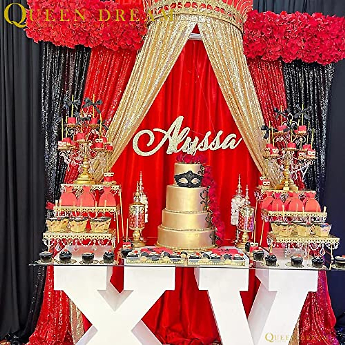 Black Sequin Backdrop 2 Panels 2FTx8FT Halloween Backdrop Curtains Party Decorations Birthday Wedding Photo Backdrop