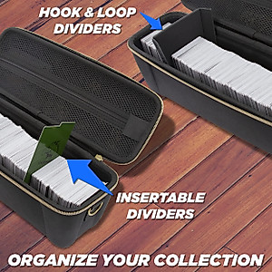 CASEMATIX Card Case Holder for Trading Cards with 5 Removable Dividers, 5 Tab Dividers and Shoulder Strap - 1000 Card Game Case Playing Card Storage for Unsleeved Cards, Sleeved Cards and Deck Boxes