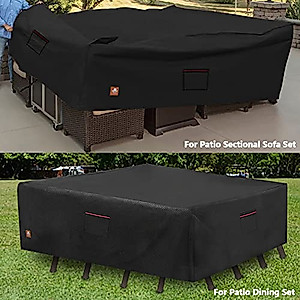 5-6 Pieces Patio Furniture Sets Covers Waterproof Outdoor,4 Seater Wicker Rattan Sectional Sofa Cover,All Weather Fadeless Patio Conversation Set Cover,4 Buckles Straps,Storage Bag,84Lx58Wx25H Inch