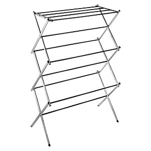 Whitmor 11-Bar Folding Clothes Top Shelf-Indoor and Outdoor-Chrome Drying Rack, 9 Hanging