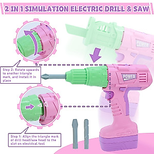 Kids Tool Set, 31 PCS Kids Tool Box Pretend Play Construction Toy with Electric Drill Hammer Tool Accessories Toddler Tool Set for Girls Boys Ages 3 4 5 6 7 Years Old