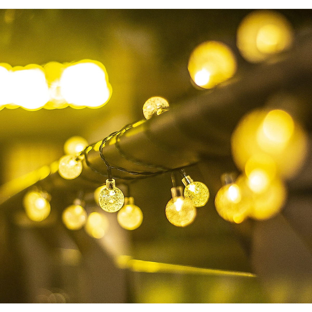 Hawisphy 2 Pack Solar String Lights, Outdoor String Lights, Waterproof, Outdoor Lights, Solar Powered, 8 Lighting Models for Garden, Yard, Party, Home, Tree Decorations, 20 ft