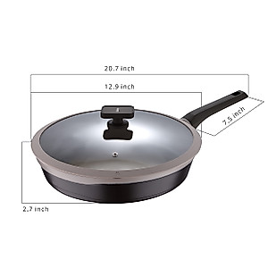 MasterPRO - Gastro Titanium Collection - 12.5” Fry Pan with Tempered Glass Lid - Durable Cast Aluminum Frying Pan - Non Stick Fry Cooking Pan - Suitable for All Stove Types