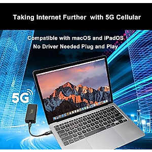 Tri Cascade VOS™ 5G Cellular Travel Internet with Local & Global Access T-Mobile SIM, Supports macOS, iPadOS, Windows, Linux, USB C Dongle for PC, Desktop, Gen10 iPad, MacBook, Surface Tablet