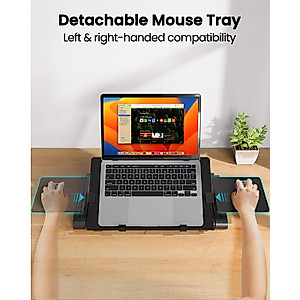 HUANUO Adjustable Laptop Stand, Laptop Desk for up to 15.6" Laptops, Portable Laptop Table Stand with 2 CPU Fans, Detachable Mouse Pad, Ergonomic Lap Desk for Laptop, TV Bed Tray, Standing Desk