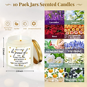 Fumete 10 Pcs Jars Scented Soy Candles 3.5 oz Candles Thank You Gifts for Employee Appreciation Gifts Secretary Coworker Nurse Teachers (Proud, White)