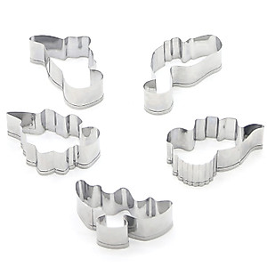 Mini Dinosaurs Shaped Cookie Cutter Set of 5 pcs, Stainless Steel Dino Fondant Cutters Set Pastry Biscuit Baking Clay DIY Molds for Kids