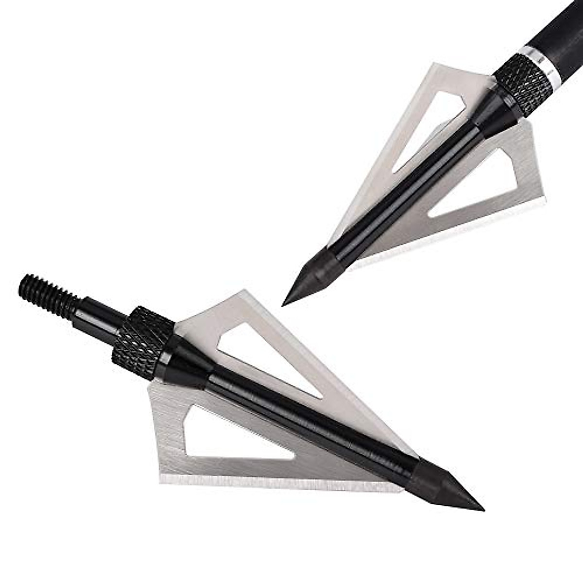 Hunting Broadheads, 12PK 3 Blades Archery Broadheads 100 Grain Screw-in Arrow Heads Arrow Tips for Crossbow and Compound Bow Black(Pack of 12)
