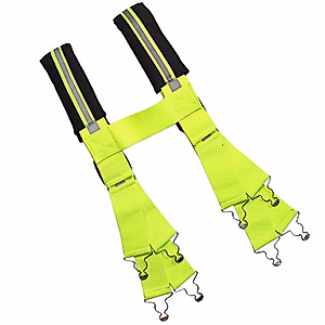 MELOTOUGH Firefighter Pant Suspenders Fire/Rescue Quick Adjust Suspenders with Reflective Strip (48 inch-, Black Lime Reflective)…