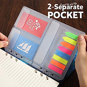 2 Pack A5 Refill Paper & 2PCS A5 Loose Leaf Pockets & 1 Pack 160PCS Index Tab with Ruler, LEOBRO A5 Planner Inserts, 6 Hole A5 Lined Paper Refill for 6 Ring Refillable Binder Planner Journal Notebook