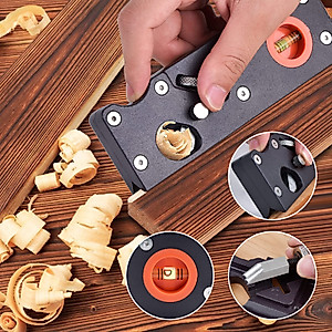 Chamfer Plane-Woodworking Edge Corner Plane with Auxiliary Locator, Hand Plane Suitable for Quick Edge Trimming of Wood (W/4cuters)