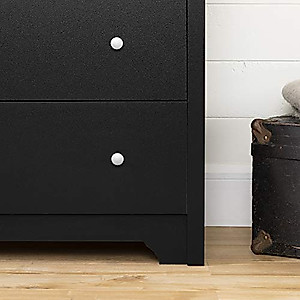 South Shore Vito Collection 6-Drawer Double Dresser, Black with Matte Nickel Handles, Pure Black