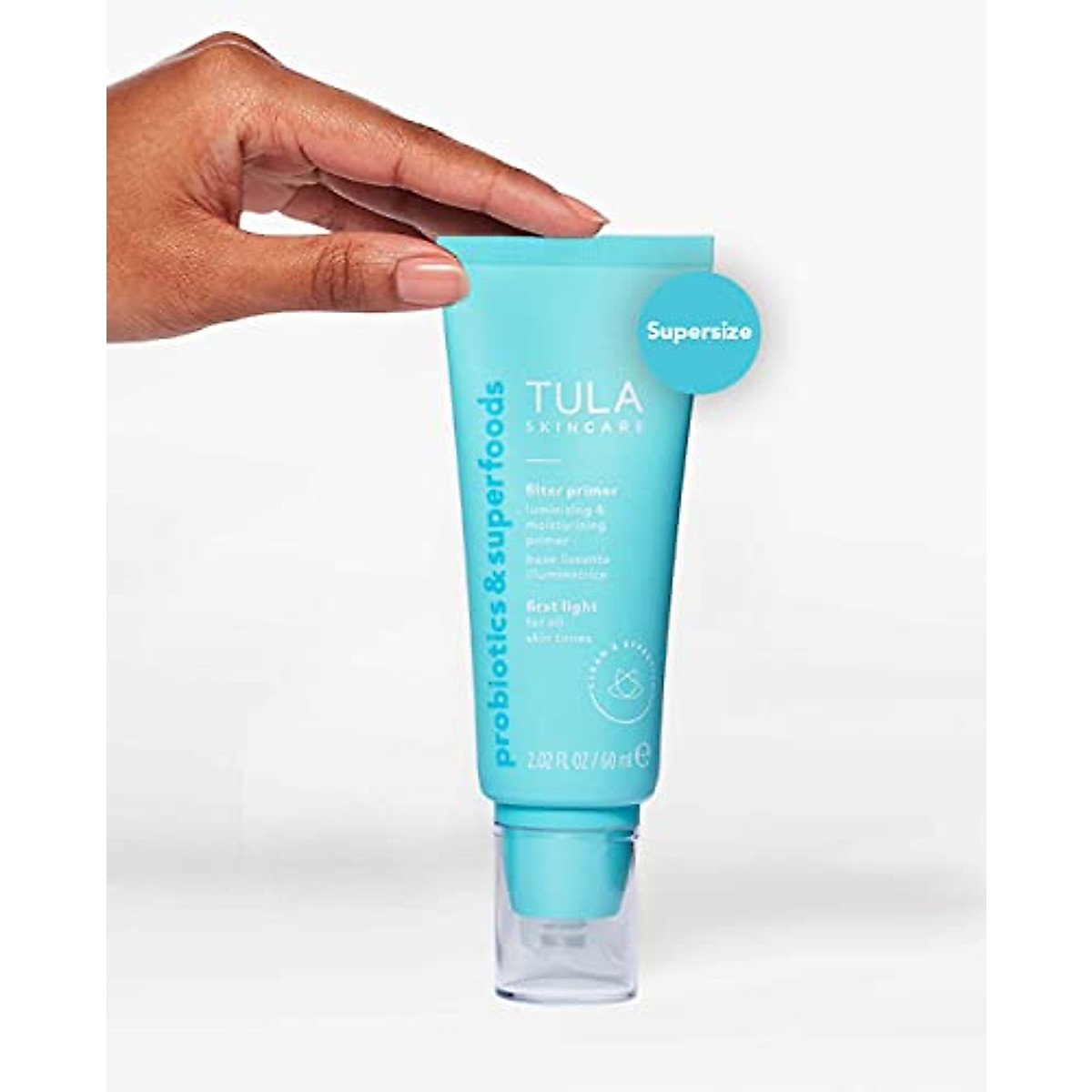 TULA Skin Care Face Filter Blurring and Moisturizing Primer - Supersize First Light, Evens the Appearance of Skin Tone & Redness, Hydrates & Improves Makeup Wear, 2.02fl oz