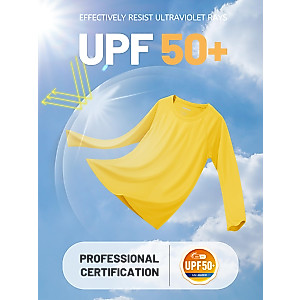 TACVASEN Womens Rash Guard Swim Tops UV Protection Long Sleeve Shirt Outdoors Performance T-Shirt Yellow L