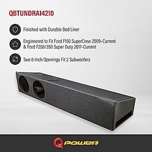 Q Power Easy to Install Durable 8 Inches by 11.25 Inches Dual Port Empty Subwoofer Enclosure Box with Underseat Down Fire and Loud Bass