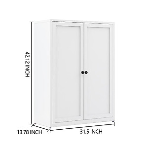 Fumedo 2 Door White Metal Storage Base Cabinet for Bed Room,Living Room,Home,Hotel,Office,Garage,Gym, School,2 Adjustable Shleves,3-Tiers