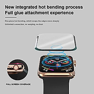 EWUONU [2 Pack Tempered Glass Screen Protector Compatible for Apple Watch Series 6/SE/5/4 44mm, 3D Full Coverage [Easy Installation Frame] Waterproof Bubble-Free HD Clear Film for iWatch 44mm