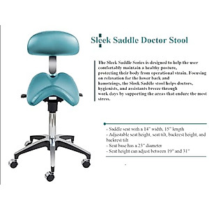 AmeriCan Goods Professional Rimostool Deluxe Sleek Saddle Series Dental Rolling Saddle Seat Cusion Chair for Doctor's Office (Cobalt)