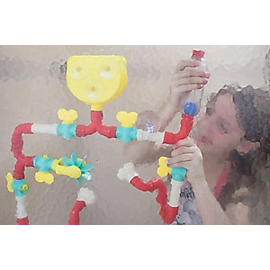 Mighty Bee Bath Toys Expansion Set: Building Toys for Shower or Bath Time. 31 Piece Pipes N Valves Set, Top STEM Learning Toys for Kids Ages 4-8, All the Fun of a Water Table, with Super Suction Cups!