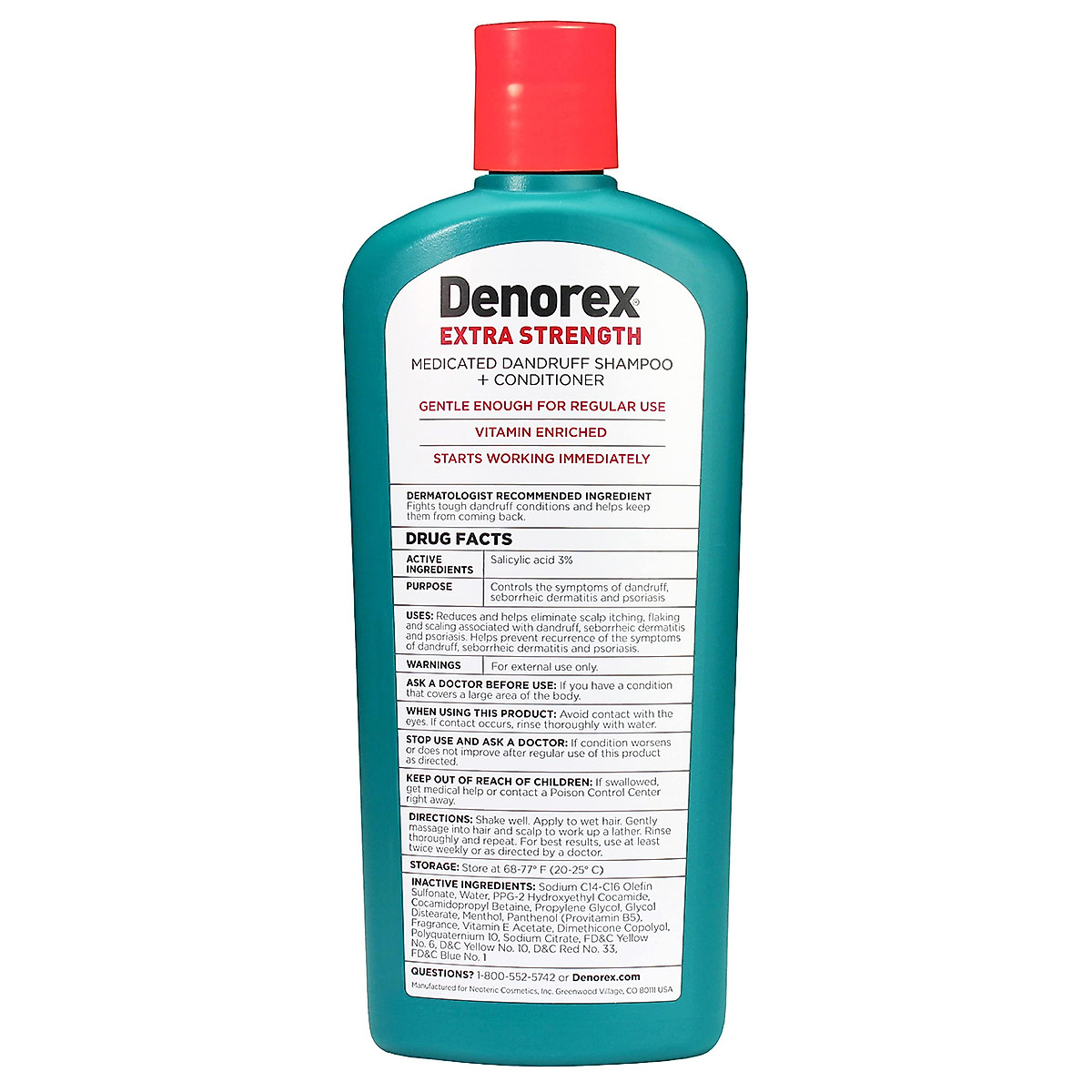 Denorex Extra Strength Anti Dandruff Shampoo & Conditioner Treatment, 3% Salicylic Acid Helps Relieve Moderate Symptoms of Dandruff, Seborrheic Dermatitis & Psoriasis, 10oz