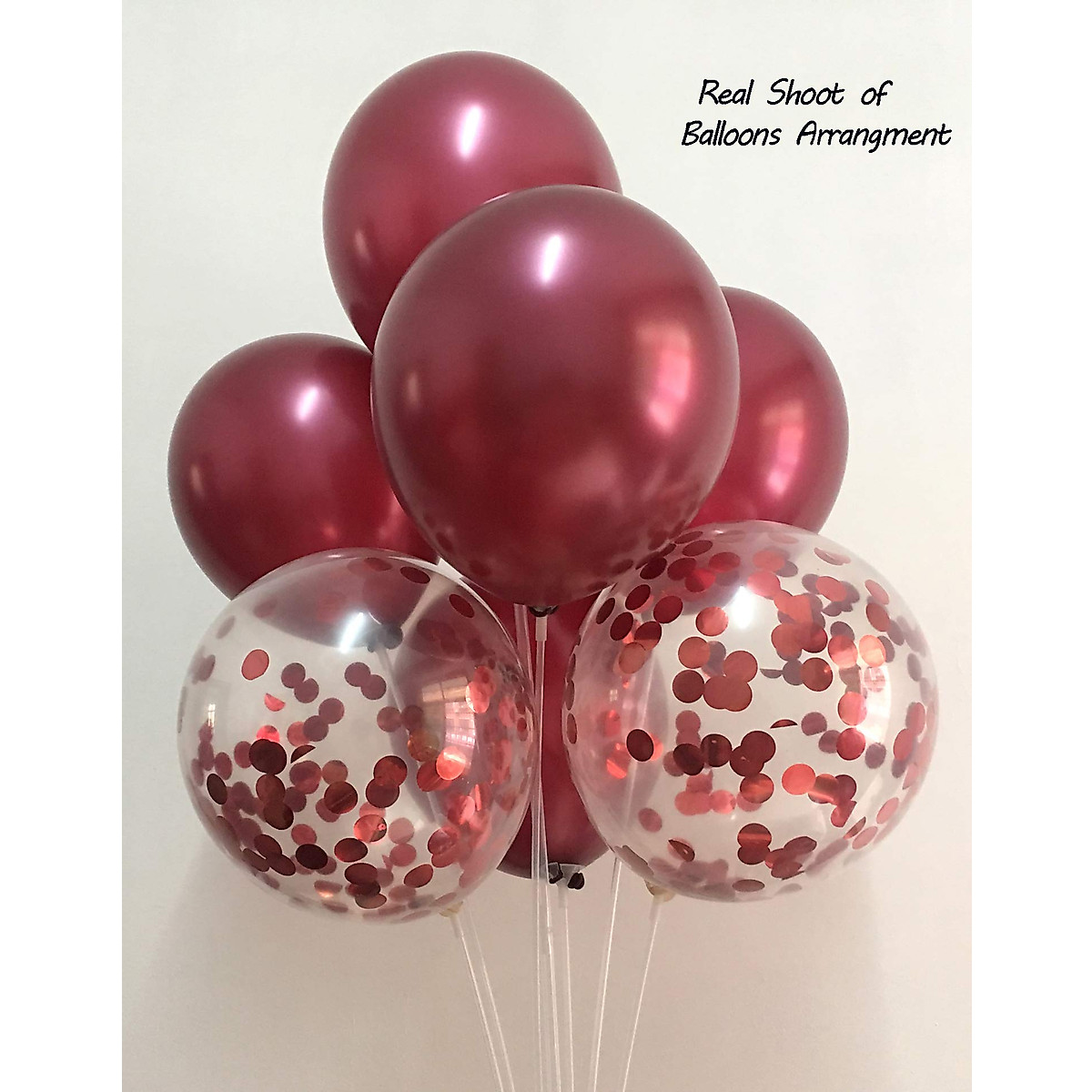 Burgundy Balloons Confetti Balloons Red for Wedding Bridal Shower Birthday Women Party Anniversary Valentines Day Decorations