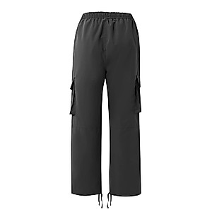 Pull On Pants for Men, Jogger Sweatpants Men Mens Sweatpants Joggers Lined Pants Winter Men's Overalls Drawstring Multi Pocket Casual Pants Hiking Cotton Twill Combat Pants (XL, Black)