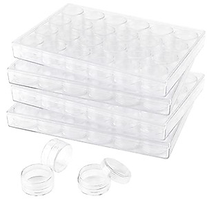 SEUNMUK 4 Sets 24 Grids Embroidery Diamond Storage Box, Clear Plastic Bead Storage Containers, Diamond Painting Storage Containers for DIY Art Crafts Diamond Bead Nail