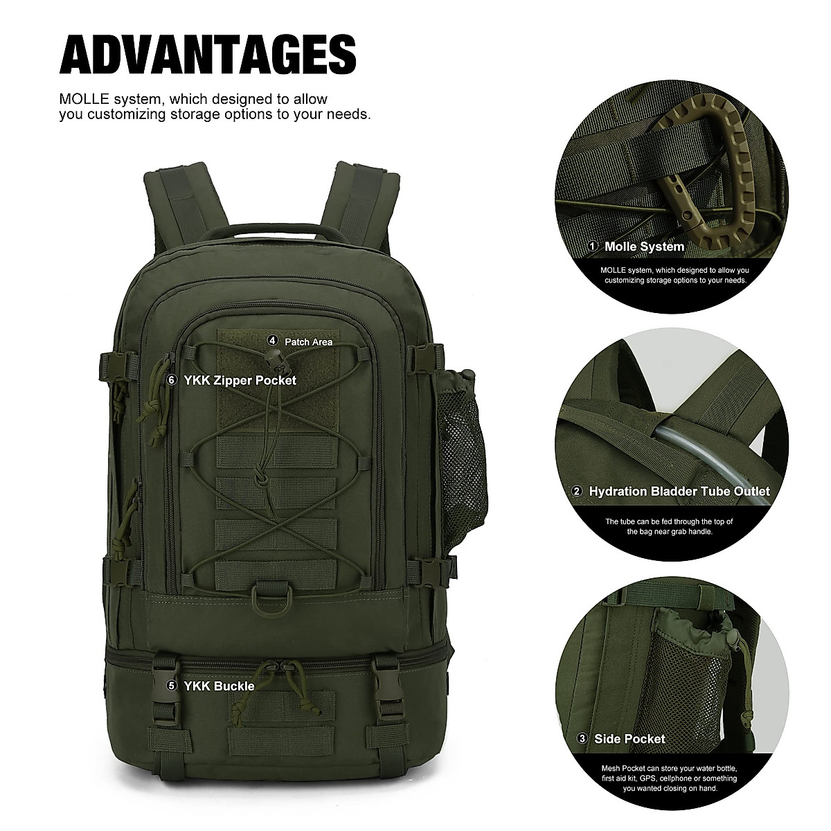 Mardingtop Hiking Backpack,Small Tactical Backpacks for Camping Military Traveling, 28L Motorcycle Backpack