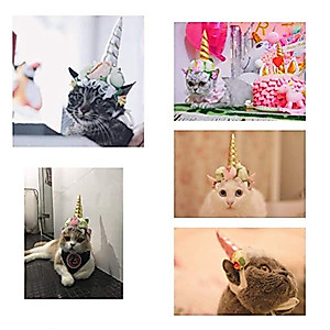 Unicorn Pet Hat Headband Decor: Dog Unicorn Horn Headband with Adjustable String for Pet Puppy Cat Party Daliy Decoration