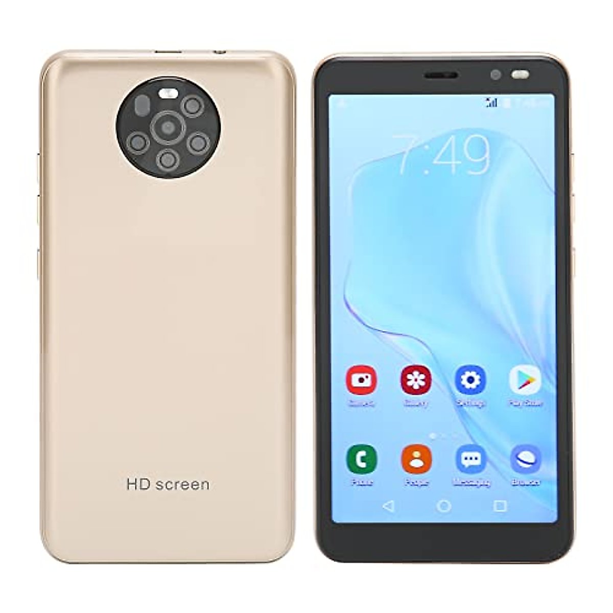 5.45 Inch Screen Dual Sim Mobile Phone, MTK6779 Quad Core CPU 3 Card Slots ABS Smooth Running Speed Unlock Smartphone for Playing Games (Gold)