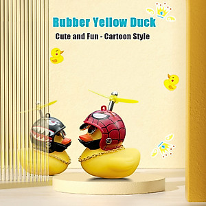 LAYE Car Decoration Rubber Duck Helmet Toys,Yellow Duck Car Dashboard Decorations with Propeller Helmet for Adults, Kids, Women, Men(Spiderman)