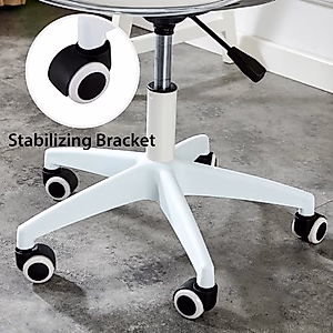 Yone jx je Office Chair, Ergonomic Office Chair, Modern Height Adjustable Swivel Chair, armless Rotating Computer Chair, with Wheels, Transparent Chair (White)