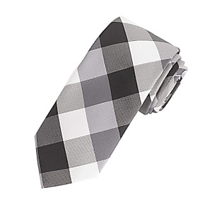 Amazon Essentials Men's Plaid Necktie, Black, One Size