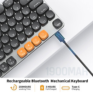 ProtoArc Bluetooth Mechanical Keyboard for Office, MECH K300 Wireless Tactile Quiet Comfortable Keyboard with Backlit Keys, 2.4G/USB-C/Bluetooth, Rechargeable, Programmable for Mac/Windows/Android