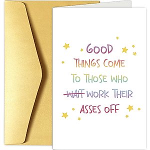 Funny Congratulations on Promotion Card, New Job Card, Graduation Card, New House Card, Inspirational Work Hard Card, Good Things Come Card