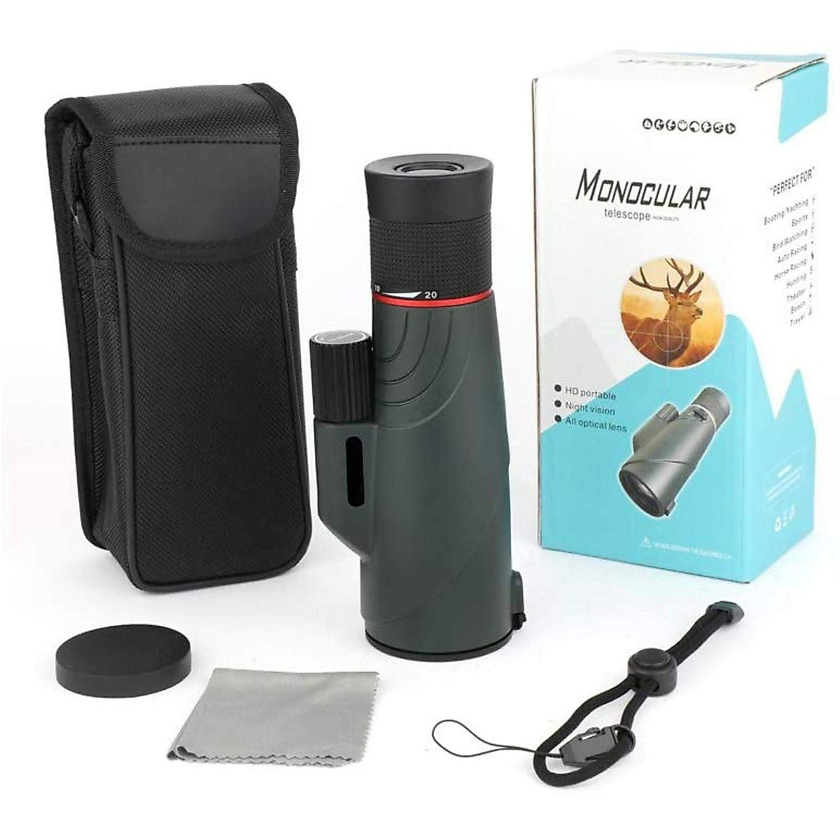 ROLTIN 10-20x50 High Power Zoom Monocular Compact IPX7 Waterproof BAK4 Prism FMC Lens Monocular for Adult Bird Watching, Outdoor Hunting, Travel, Sightseeing Adults