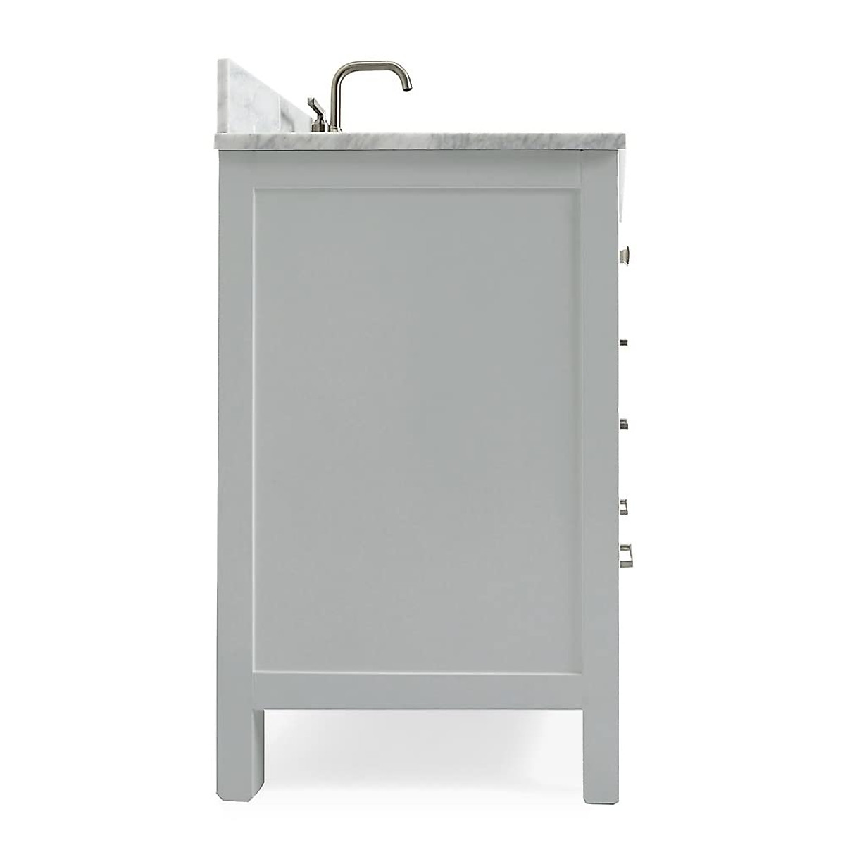 ARIEL 49" Grey Bathroom Vanity with Italian Carrara Marble Countertop & Backsplash, Center Oval Sink, 2 Soft Closing Doors, 9 Full Extension Dovetail Drawers, Brushed Nickel