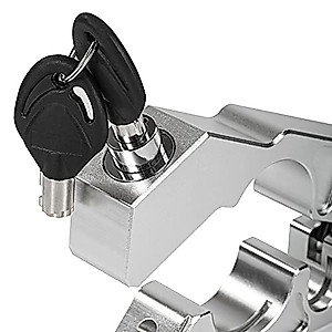 Bravedog Motorcycle Lock - Universal  Alloy CNC Motorcycle Handle Throttle Grip Security Lock with 2 Keys to Secure a Bike, Scooter, Moped or ATV in Under 5 Seconds(Silver)