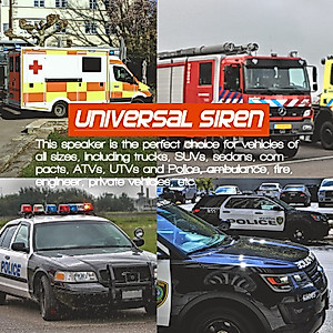BooYu 12V 200W 37 Tones Police Warning Emergency Siren PA System [Slim Speaker Horn][135dB][Handheld Microphone][Hands-Free][2 x 10A Switches] for Firefighter Ambulance Vehicles Truck Car SUV ATV UTV
