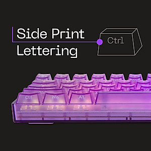 Higround Crystal Amethyst Basecamp 65% Mechanical USB Wired Gaming Keyboard, White Flame Switches, Programable RGB, Transparent/Translucent, Hot-Swappable, Deep Thock Creamy Sounding PC Keyboard