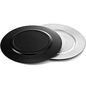 DEAYOU 12 Pack Round Charger Plate, 13-inch Silver Beaded Chargers for Dinner Plates, Plastic Reusable Charger Plate, Decorative Charger Platters for Wedding, Table Setting, Party, Event, Holiday