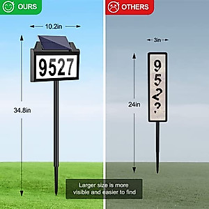 Modern Solar Address Sign, House Numbers for Outside Rechargeable LED Illuminated Lighted Address Signs with Waterproof Cover Mailbox Numbers Plaque 3 color temperature for Street Yard Garden Driveway